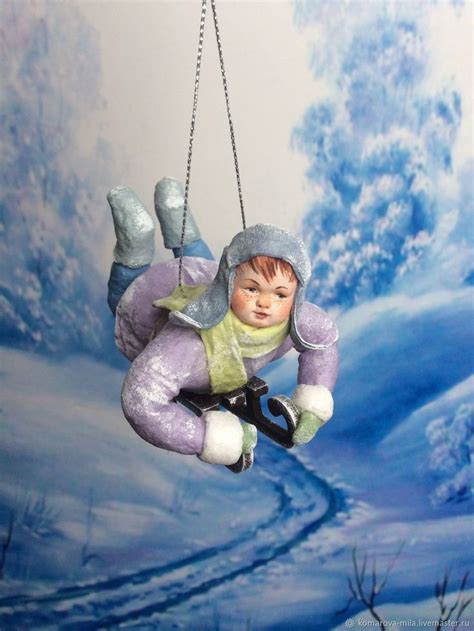 Продана «С горки вниз Ватная елочная игрушка в интернет магазине на Ярмарке Мастеров