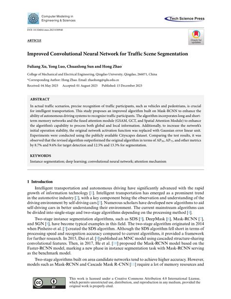 pdf improved convolutional neural network for traffic scene segmentation