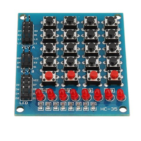 8 Led 4×4 Push Button Switch 16 Keys Matrix Independent Keyboard Module