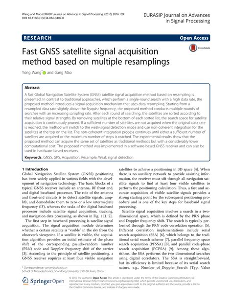 Pdf Fast Gnss Satellite Signal Acquisition Method Based On Multiple Resamplings