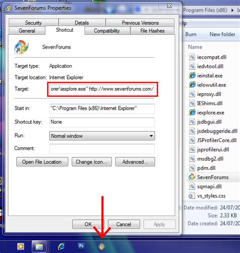 Can I Pin An Internet Shortcut To The Taskbar Alone Solved Windows 7 Forums