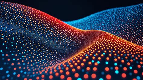 Abstract Particles Forming Wavy Surface With Orange And Blue Gradient Stock Illustration
