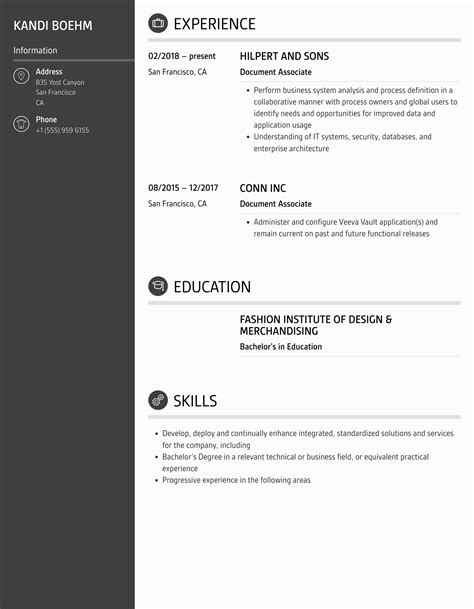 Document Associate Resume Samples Velvet Jobs