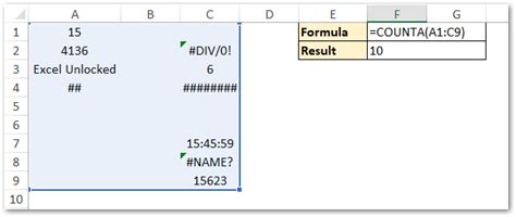 Excel COUNTA Function Count Cells Containing Values Excel Unlocked