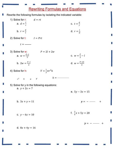 rewriting formulas and equations online exercise for live worksheets