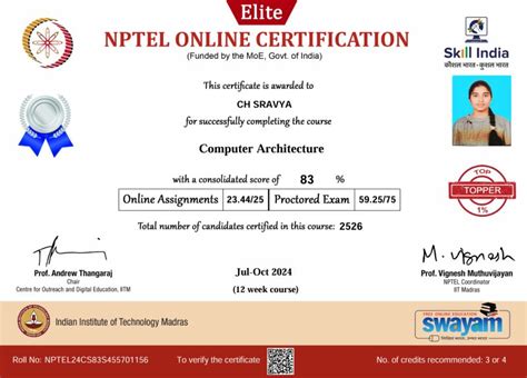 sravya chaluvadi on linkedin nptel computerarchitecture top1 achievement continuouslearning…