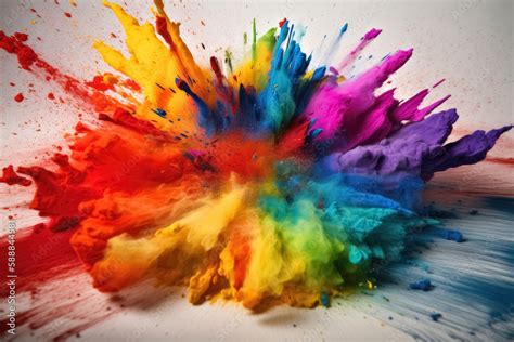 Exploding Colors On A Light Background Created With Generative Ai