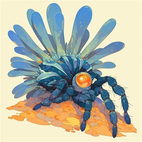 Premium Vector Sea Spider Crawling On Coral