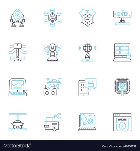 Mechatronics Systems Linear Icons Set Robotics Vector Image