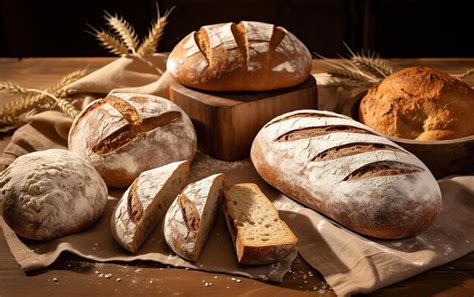 Premium AI Image Bread Variety Different Types Made From Wheat Flour