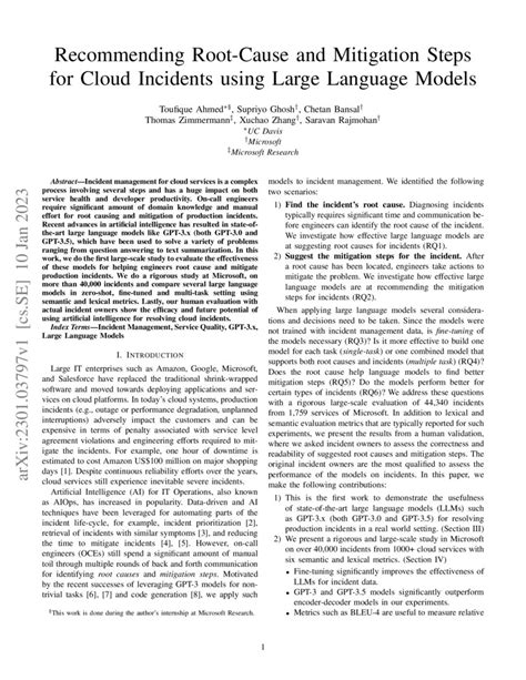 recommending root cause and mitigation steps for cloud incidents using