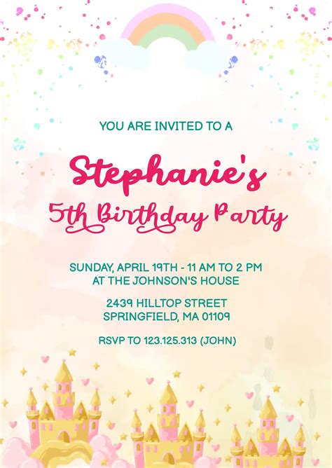 요정 생일 파티 어린이 생일 초대장 템플릿어린이 생일 초대장 템플릿 Invitanku