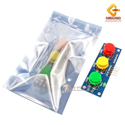 โมดูลสวิทซ์กดติดปล่อยดับ 3 ปุ่ม 3 สี สำหรับ arduino ขาย arduino อุปกรณ์ arduino คุณภาพดี ราคา