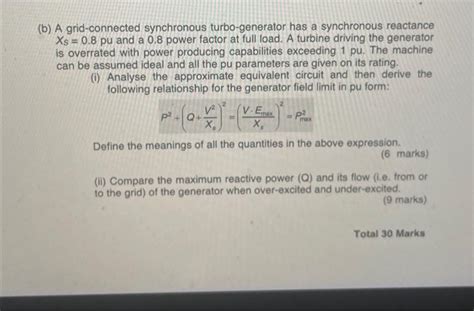 solved b a grid connected synchronous turbo generator has