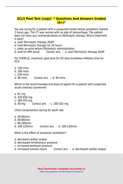Acls Test Questions And Answers Artofit