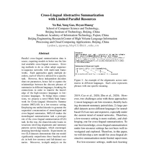 Cross Lingual Abstractive Summarization With Limited Parallel Resources Acl Anthology