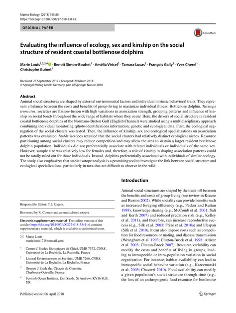 Pdf Evaluating The Influence Of Ecology Sex And Kinship On The