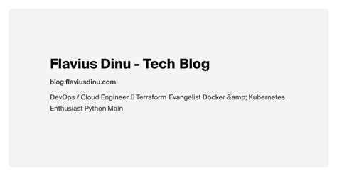 Flavius Dinu Tech Blog