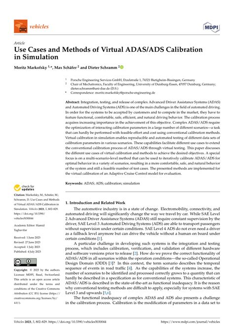 Pdf Use Cases And Methods Of Virtual Adasads Calibration In Simulation