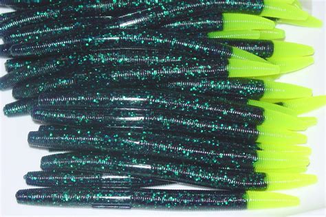 5 Stick Senko Style Junebug Chart Tail 50 Count Bag Bulk Bass Plastics
