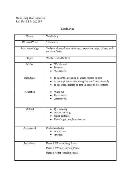 Elt Lesson Plan Pdf Cognition Behavior Modification
