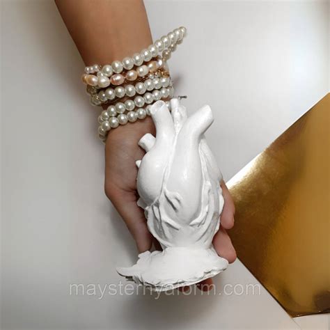 Скульптура серце 14 см Гіпсова статуетка ручної роботи Білий анатомічний декор Подарунок