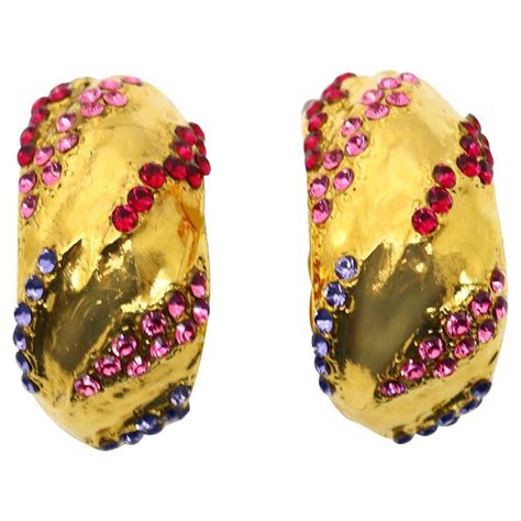 Vintage Yves Saint Laurent Ysl Gold Hoop Earrings Circa 1990s For Sale