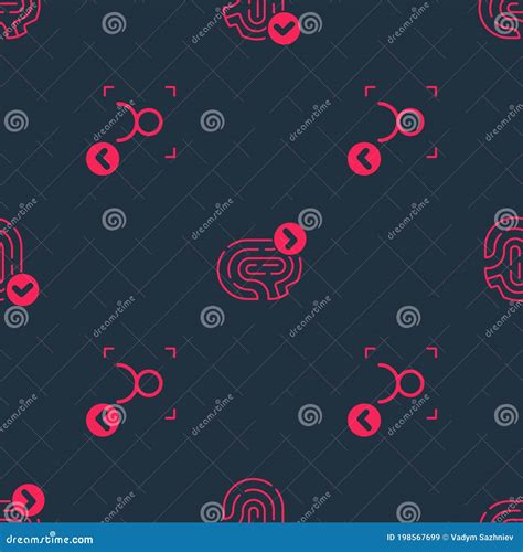 Set Face Recognition And Fingerprint On Seamless Pattern Vector Stock Vector Illustration Of