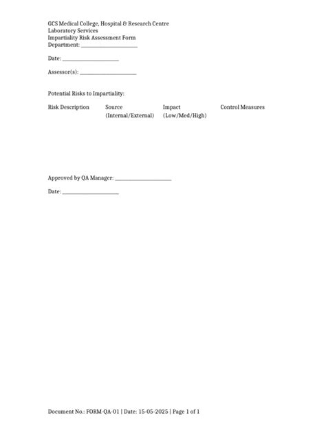 Form Qa 03 Impartiality Risk Assessment Pdf