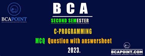 Bca Second Semester C Programming Mcqs With Answerkey 2023 Bca Notes