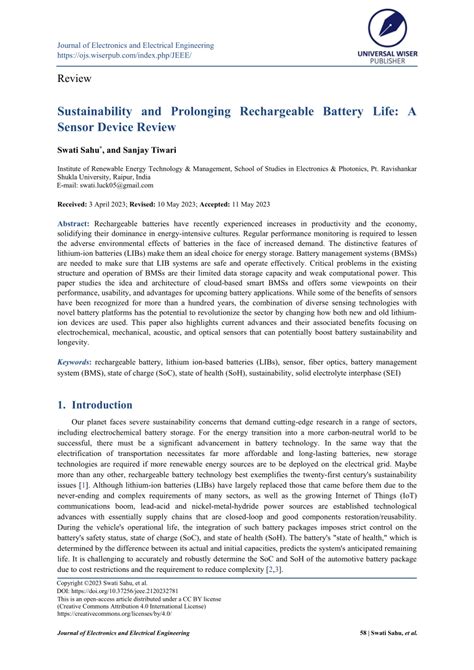 Pdf Sustainability And Prolonging Rechargeable Battery Life A Sensor Device Review