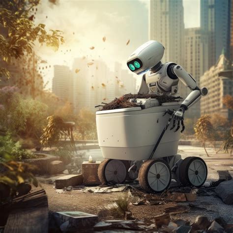Premium Photo Municipal Robots Collecting Trash