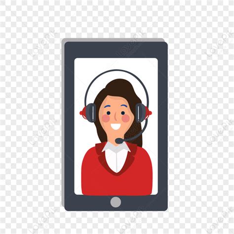 만화 손으로 그린 헤드셋 빨간색 고객 서비스 그림휴대 전화직업 Png 일러스트 무료 다운로드 Lovepik