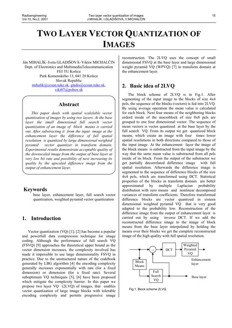 PDF Two Layer Vector Quantization Of Images