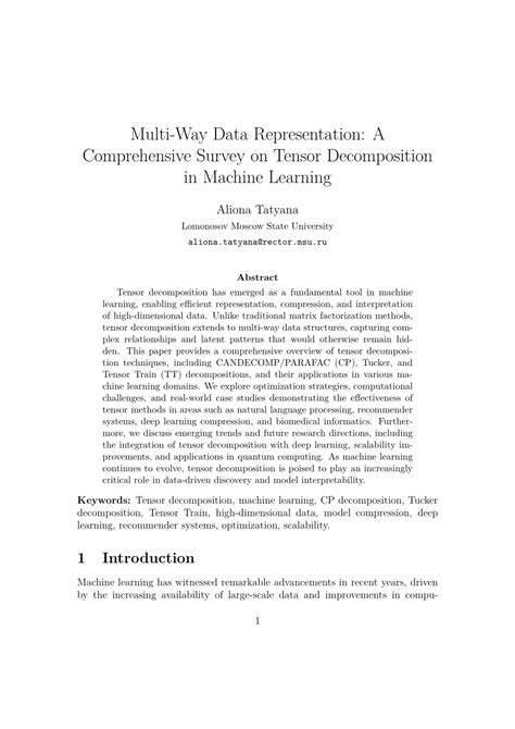 Pdf Multi Way Data Representation A Comprehensive Survey On Tensor