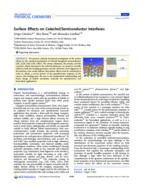 Pdf Surface Effects On Catecholsemiconductor Interfaces