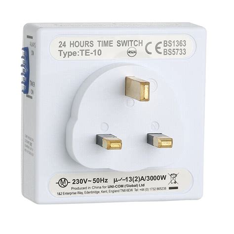 Unbranded Automatic Mains Timer Socket Switch 15min Segments Up To 24
