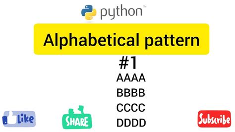 python alphabetical pattern program part 1 youtube
