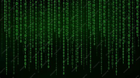 Premium Vector Green Matrix Background Stream Of Binary Code Falling