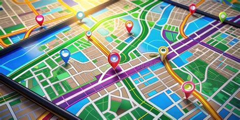 Digital Map Displaying Multiple Location Markers On A Tablet Screen