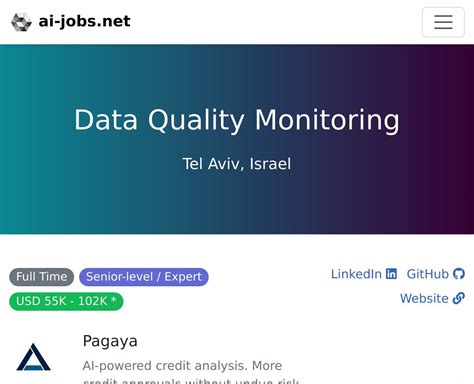 [hiring] data quality monitoring in tel aviv israel r ai ml jobs
