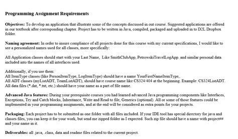 Solved Programming Assignment Requirements Objectives To