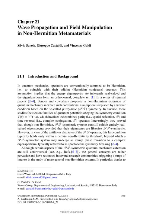 Pdf Wave Propagation And Field Manipulation In Non Hermitian Metamaterials