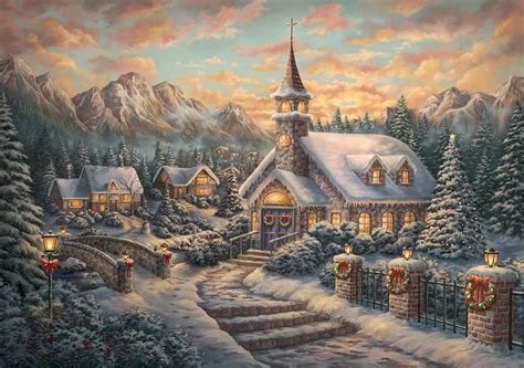 Christmas Service By Thomas Kinkade Studios Village Gallery