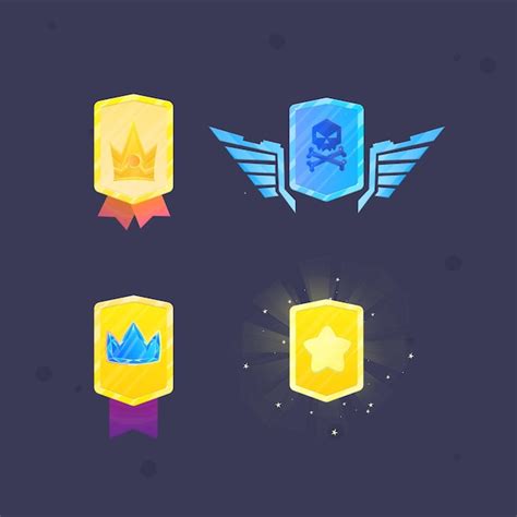 Premium Vector | Game UI Rewards Set Golden Achievement