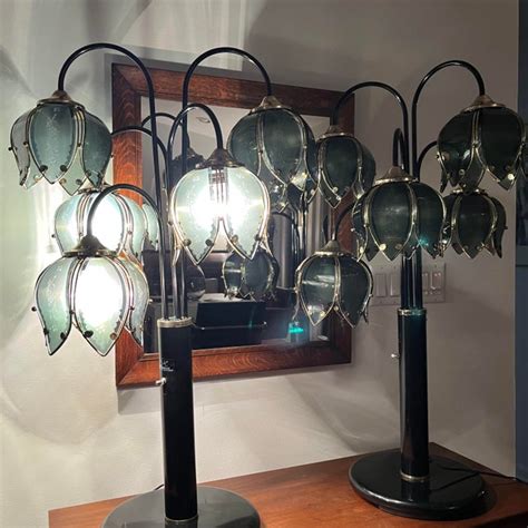 Vintage Waterfall Tulip Lotus Lamps A Pair Chairish