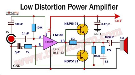 Low Distortion Power Amplifier Circuit Diagram Tronicspro