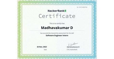 Madhavakumar Dhandapani On Linkedin Hackerrank Skill Certificate