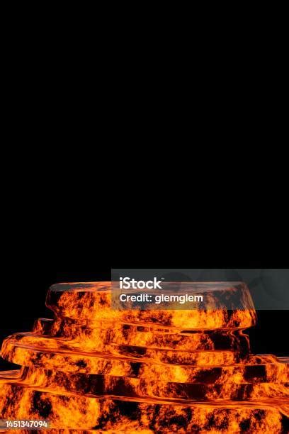 3d 렌더링 플랫폼 및 천연 연단 층 용암 암석은 마그마와 용암이 분출하여 화산에서 제련되어 제품 디스플레이 빈 쇼케이스 모형 템플릿 프레젠테이션 등을 제공합니다 3차원