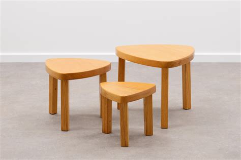 Light Oak Nesting Side Tables Urban Modern Vintage Design Furniture